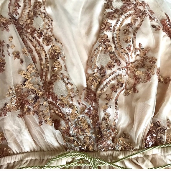 Dresses | Rose Gold Sheer Romper Sequin Party Outfit | Poshmark